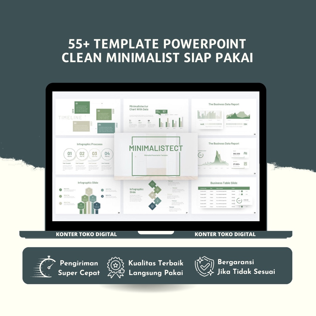 Jual 55++ TEMPLATE CLEAN MINIMALIST POWERPOINT PPT & PPTX | Shopee ...