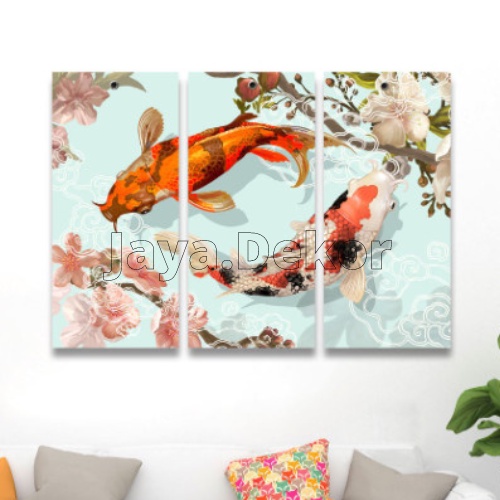 Jual Wall Decor Poster Art Hiasan Dinding Puzzle 3 Panel Ikan Koi ...