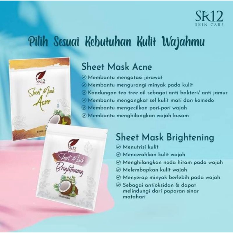 Jual Sheet Brightening mask dan Sheet Acne mask SR12 | Shopee Indonesia