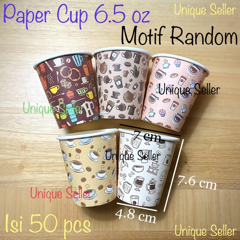 Jual [Isi 50] Paper Cup 6.5 oz / Gelas Kopi Kertas Tahan Panas 6,5 oz / Paper Cup Motif 6.5oz 6 ...