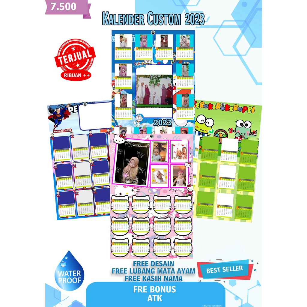 Jual Kalender Custom Tahun 2024 Free Lubang Free Design Murah | Shopee ...