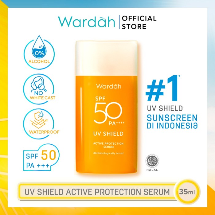 Jual WARDAH UV Shield Active Protection Serum SPF 50 PA ++++ (35ml) | Shopee Indonesia