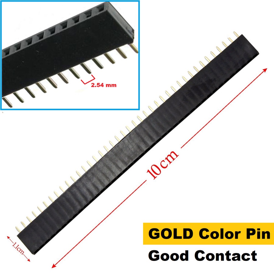 Jual Soket Header Female 40P 1*40 Pin Gold Color Socket Connector ...