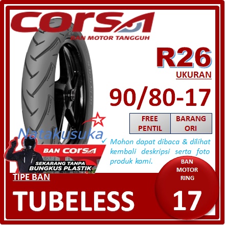Jual Ban Motor CORSA R26 90/80-17 Tubeless (TL) Motor Bebek | Shopee ...