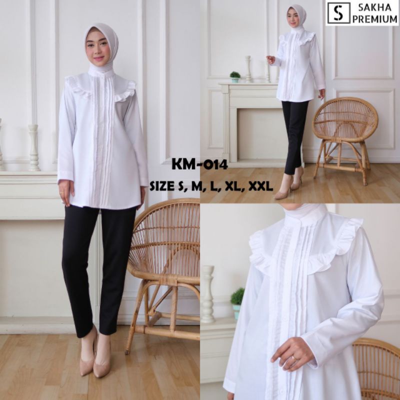 Jual Sakhapremium.id - COD Baju Putih KM 014 Kemeja Putih Polos Wanita Kerja Kantoran PNS Guru ...