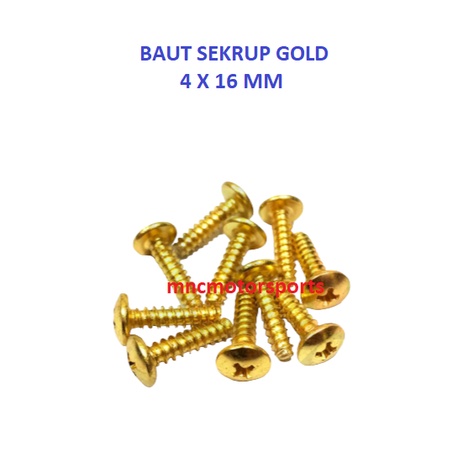Jual HARGA 1 BUAH BAUT BODY SEKRUP GOLD KUNCI BUNGA 4 X 16 MM | Shopee ...