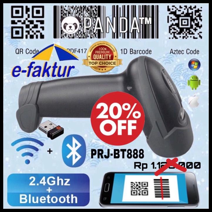 Jual Efaktur 2D Qr Code Wireless Barcode Scanner Prj-Bt888 (Bluetooth+2.4G) | Shopee Indonesia