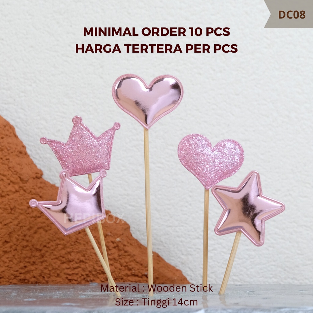 Jual Cake Topper Bintang Love Crown / Tusukan Hiasan Kue / Mahkota, Love, Birthday I DC08 ...