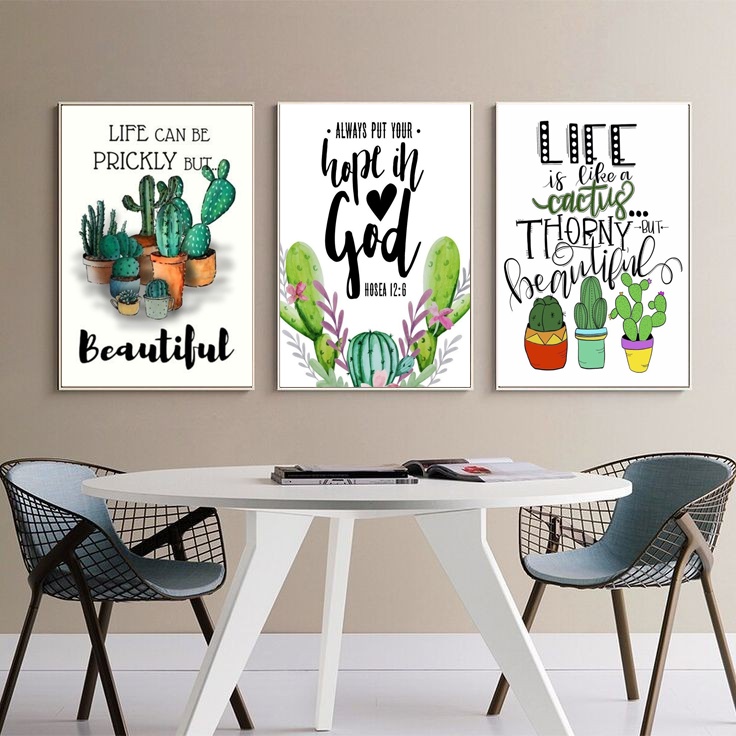 Jual Hiasan Dinding Gambar Kaktus Ukuran besar 47x31 Hiasan dinding ...