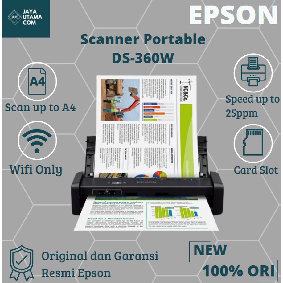 Jual EPSON Scanner Portable DS-360W Original Garansi Resmi | Shopee ...