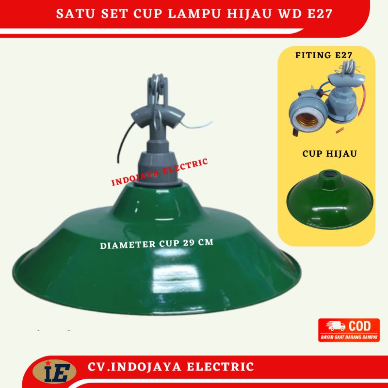Jual Kap Lampu Satu Set Jalan WD Hijau Gantung E27 / Lampu Tiang/ Kap Jalan 30 cm | Shopee Indonesia