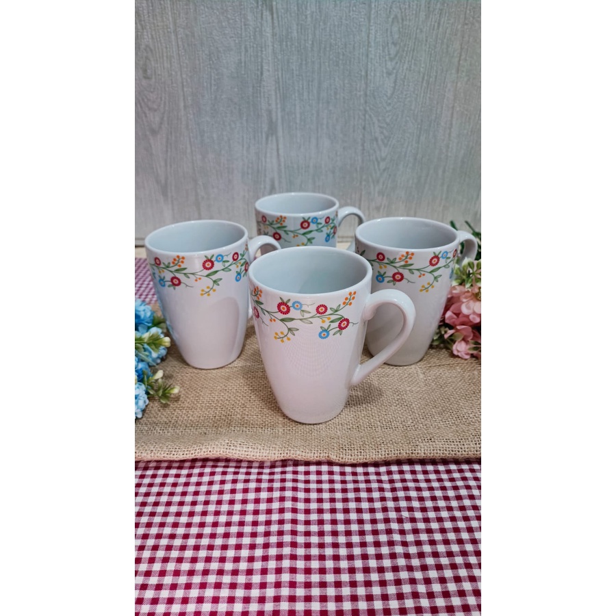 Jual Mug / Cangkir Tinggi Keramik Kopin Motif Cantik Satuan | Shopee ...