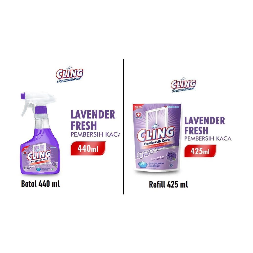 Jual Cling Pembersih Kaca Botol 440ml refill 425ml All Variant | Shopee ...