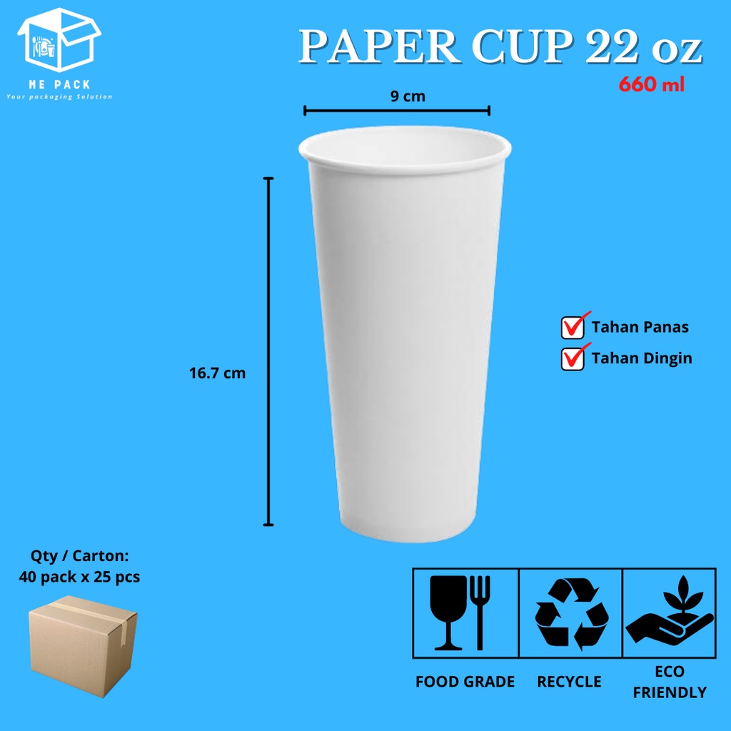 Jual Paper Cup/Gelas Kertas 22oz Tahan Panas/Dingin | Shopee Indonesia