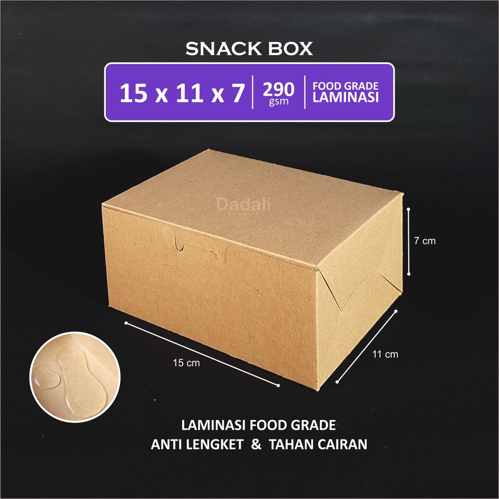 Jual Dus Snack Box Laminasi Kraft Coklat Tebal 290gsm Dus Kue / Fried ...