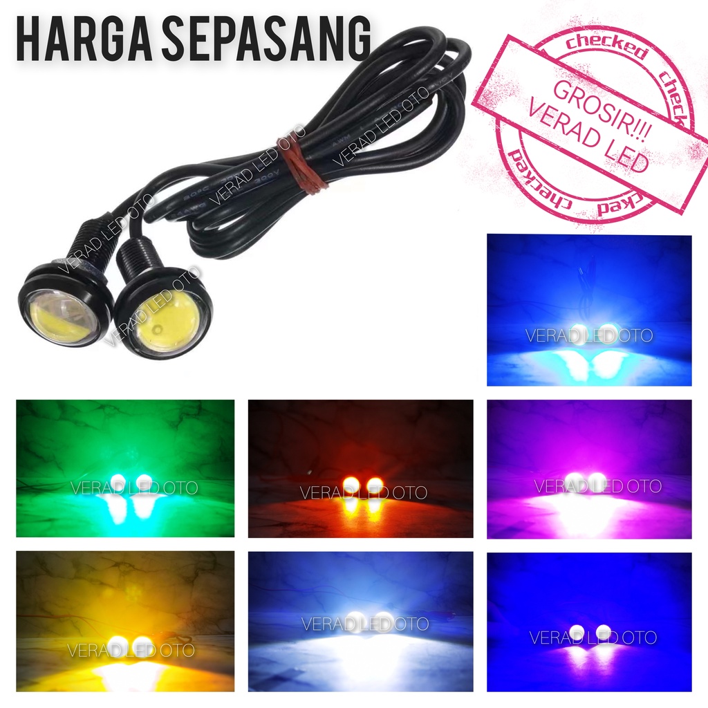 Jual Lampu LED Mata Elang (1 PASANG) DRL COB Eagle Eye Besar 23mm 12V ...