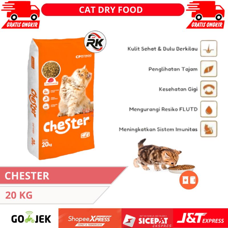 Jual Chester Cat Food Tuna 20 Kg Makanan Kucing Kering Prepack | Shopee ...