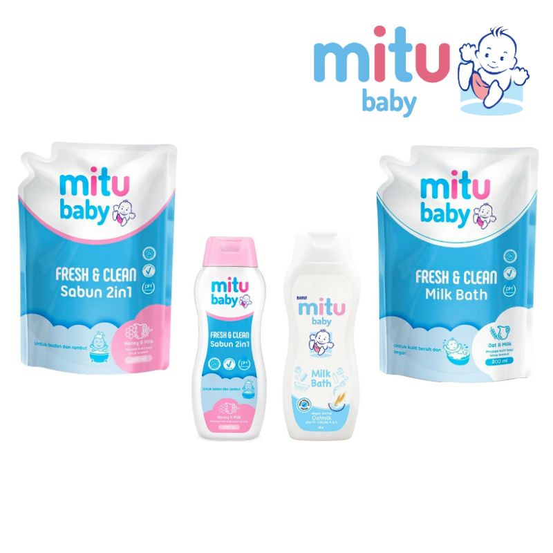 Jual MITU Baby Sabun Mandi 2in1 / Milk Bath Botol / Refill 200ml / 200 ml Hair & Body 2 in 1 ...