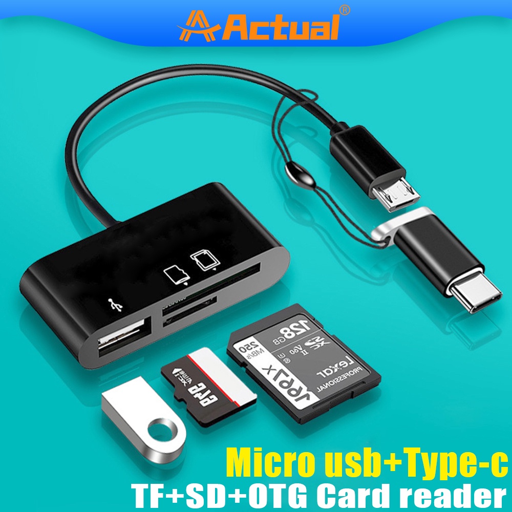 Jual Actual Card Reader 3 in 1 OTG Type-C Micro SD/TF Flash Drive Card ...