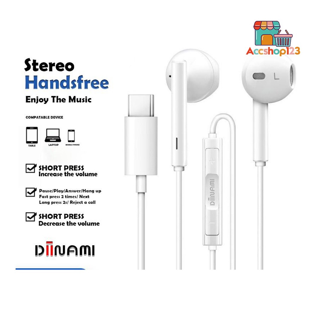 Jual DIINAMI Earphone headsfree Hf Type C Headset Type-C Samsung Xiaomi ...