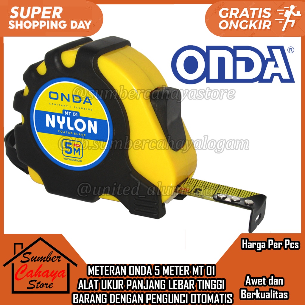 Jual METERAN ONDA 5 METER MT 01 ALAT UKUR PANJANG LEBAR TINGGI BARANG ...