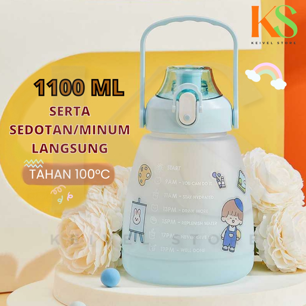 Jual Botol Minum Sedotan Anak Flip Top Bentuk Labu 1.1 Liter | Shopee ...