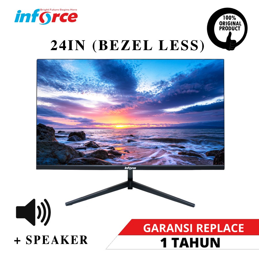 Jual MONITOR INFORCE LED 24 INCH BEZELLESS ( NO BEZEL ) HDMI + SPEAKER ...