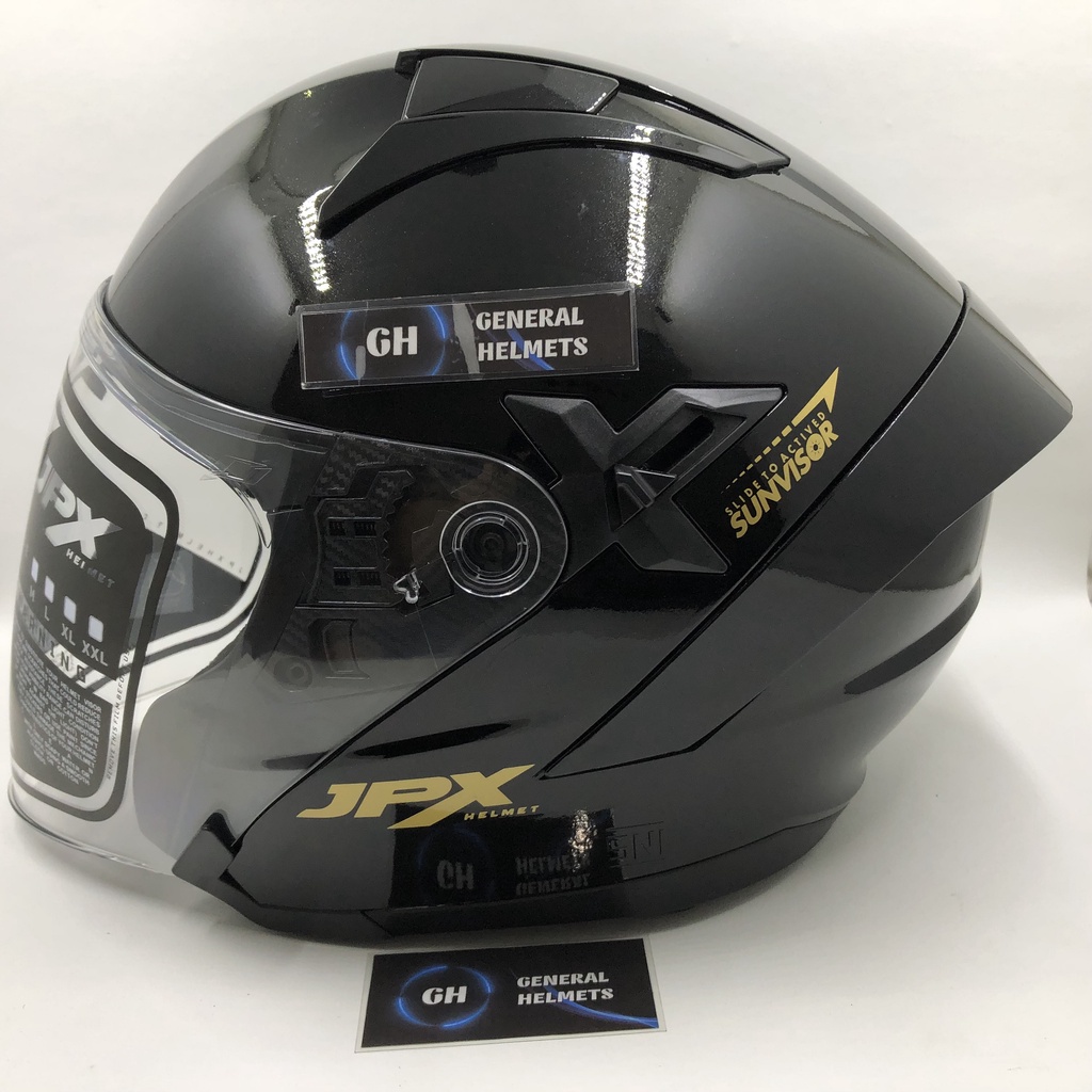 Jual HELM JPX NOVA X BLACK METALIC GOLD HALF FACE DOUBLE VISOR | Shopee ...