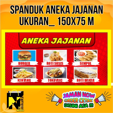 Jual Spanduk banner backdrop Aneka Jajanan murah bisa custom / Banner ...