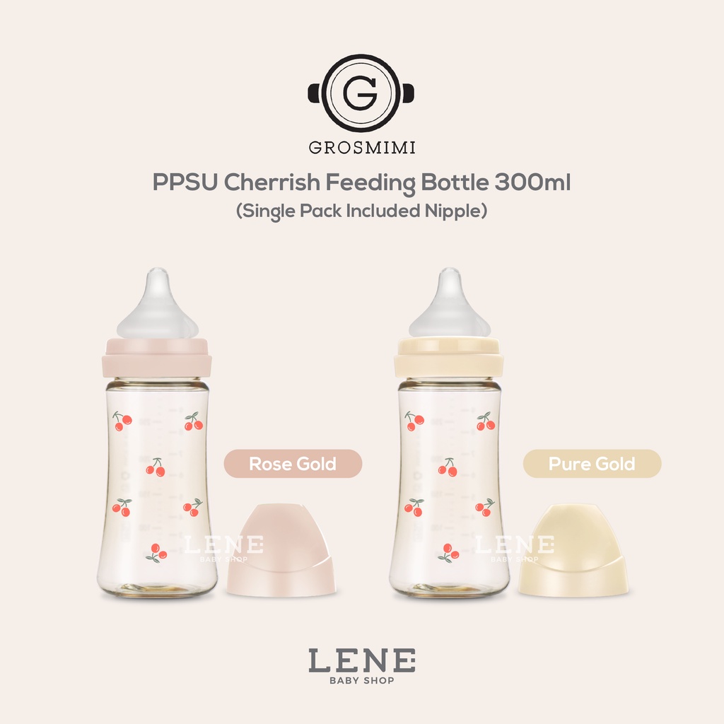 Jual Grosmimi PPSU Cherrish Feeding Bottle 300ml Single Pack Included Nipple | Shopee Indonesia