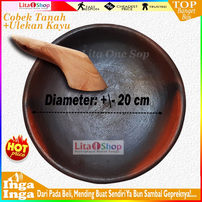 Jual Cobek Ulekan Set Tanah Liat - D20 - Ulekan Kayu | Shopee Indonesia