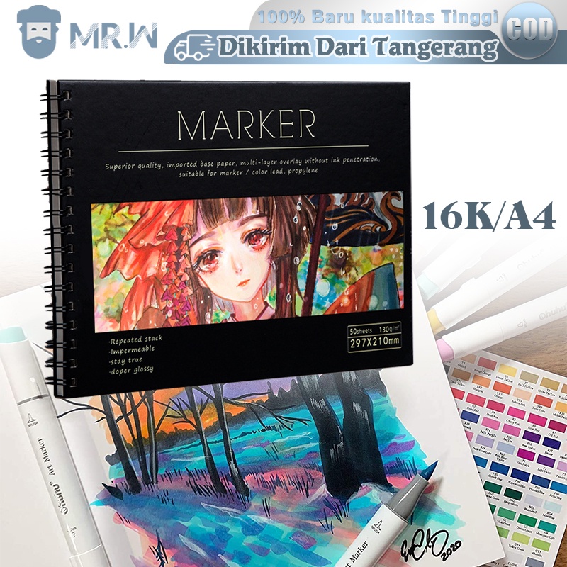 Jual Marker Pad 50 Sheets Marker Pen Drawing Paper A4 Hard Cover ...