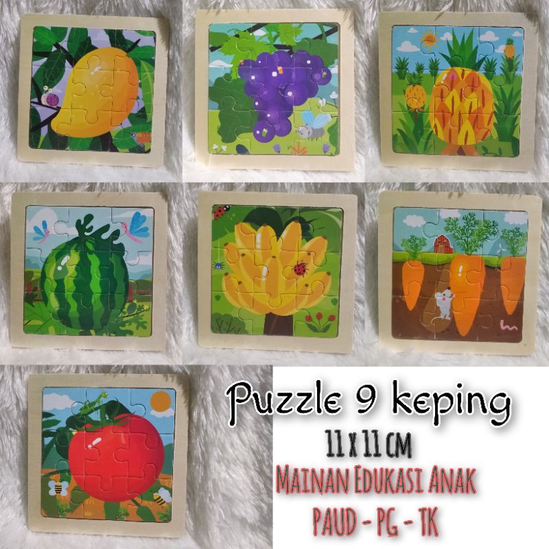 Jual Mainan Edukasi Anak Puzzle Kayu Untuk Anak 3th+ Ukuran 11x11cm, 9 ...