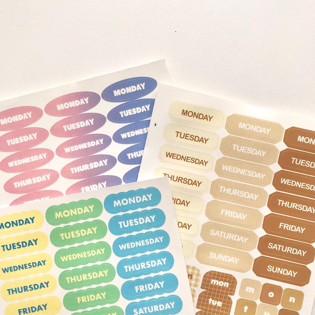 Jual Month and weekly sticker sheet/ stiker bulan hari/ stiker dekorasi ...