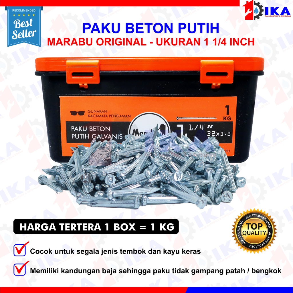 Jual PAKU BETON MARABU PUTIH 3cm,4cm,5cm,7cm,10cm, jual perkotak (1kg) Paku beton Marabu putih ...
