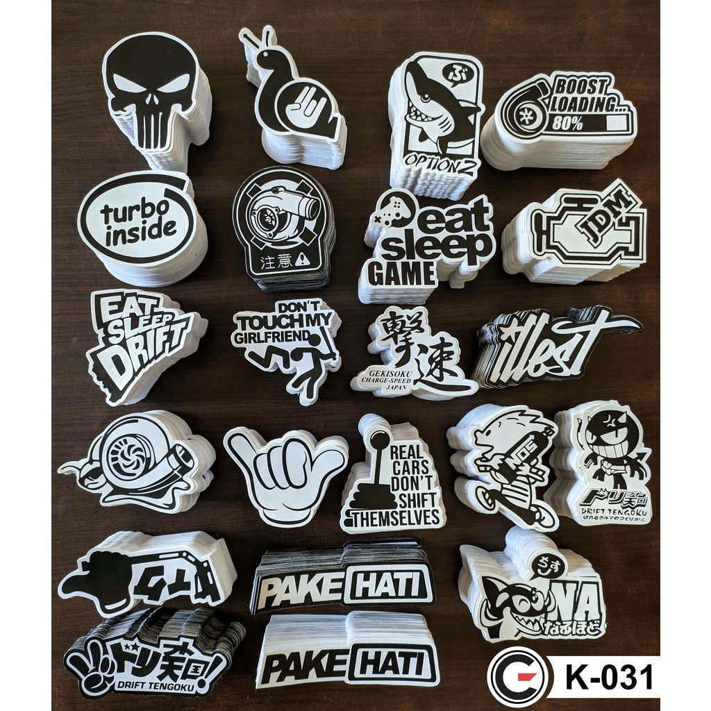 Jual 22pcs STIKER PACK, STICKER JDM, STIKER HITAM PUTIH | Shopee Indonesia