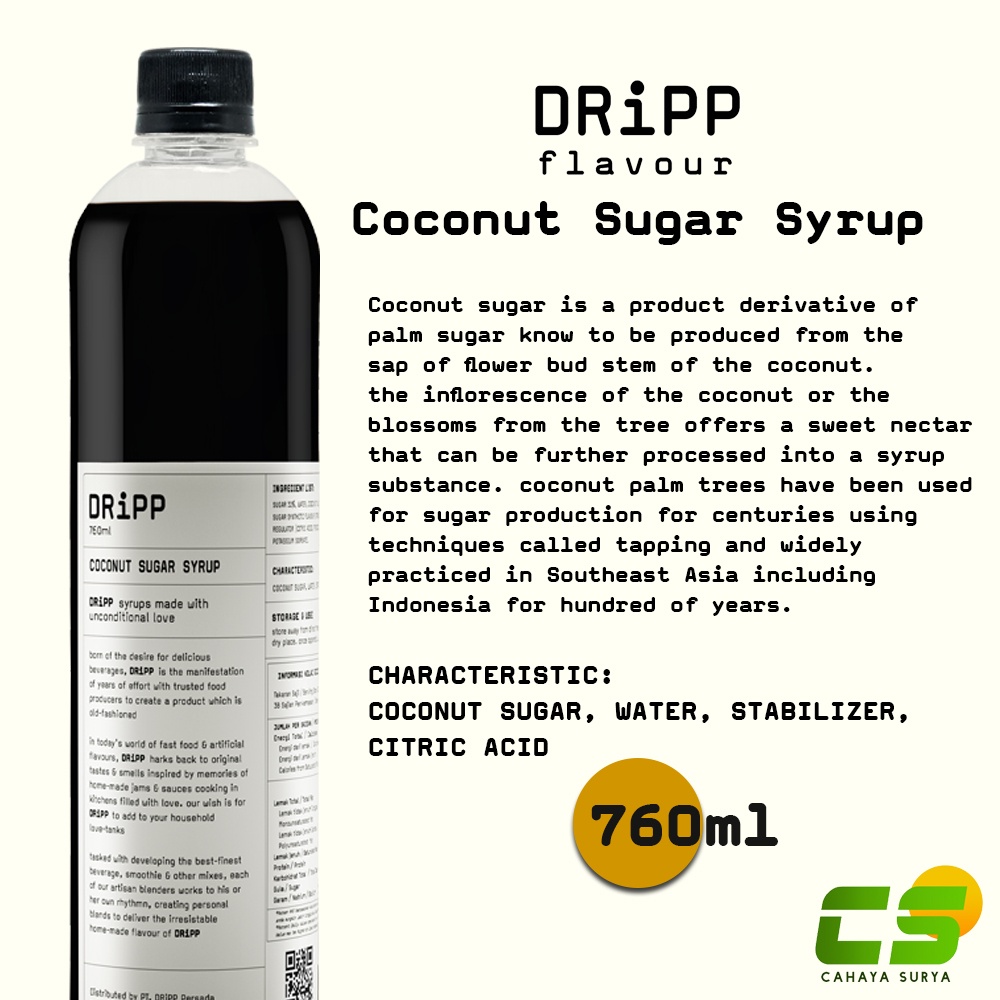 Jual Dripp Sirup / Syrup - Coconut Sugar Syrup 760 ml (Sirup Gula ...