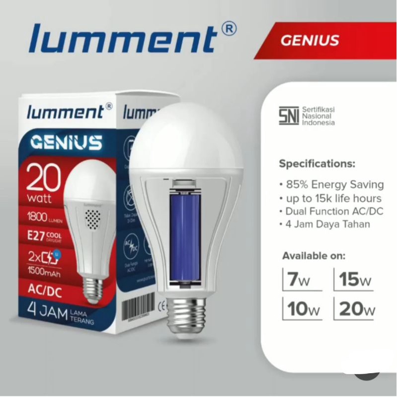 Jual lampu led Lumment genius 20watt emergency darurat putih | Shopee ...
