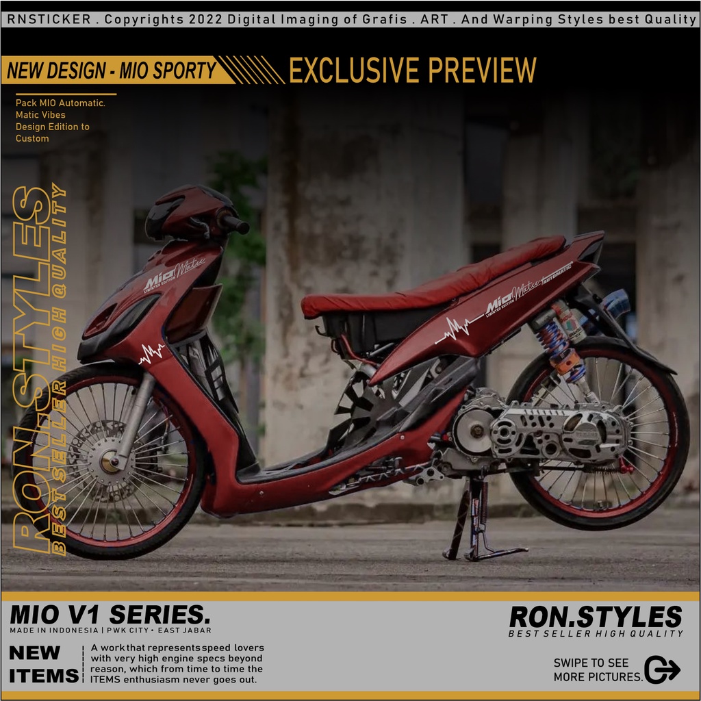 Jual V1 cutting sticker mio sporty smile automatic striping variasi mio ...