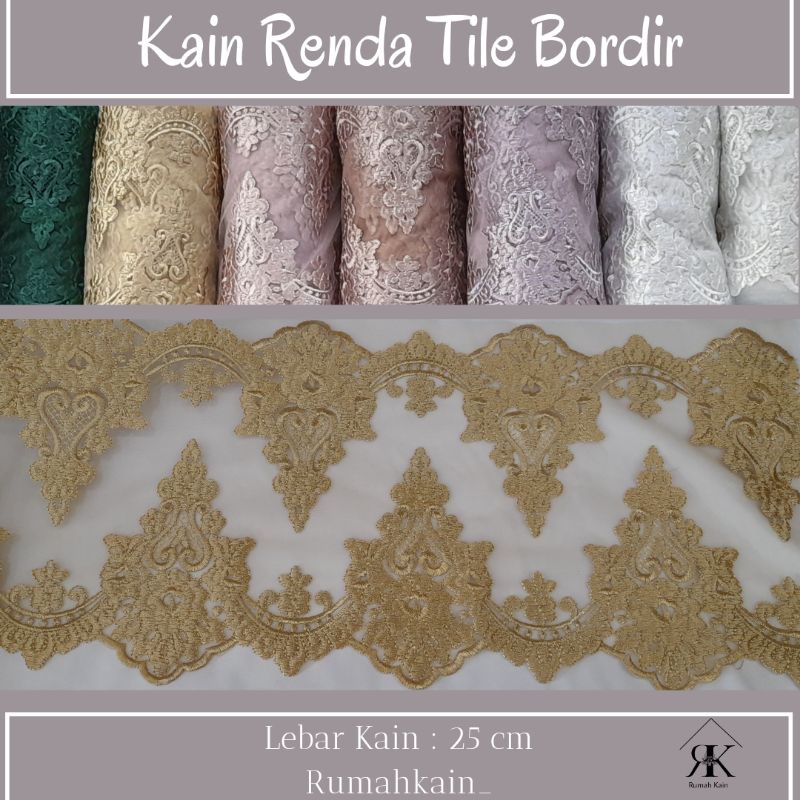 Jual RENDA TILE /Renda Tile Bordir/Renda Tile Atas Bawah/Harga 0,5 m ...
