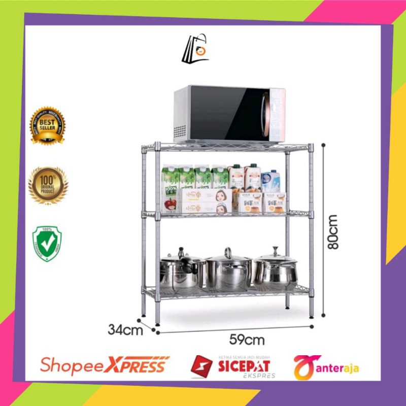 Jual Krisbow Rak Besi Serbaguna 3 Tingkat/Rak Susun/Rak Besi/Rak Dapur ...