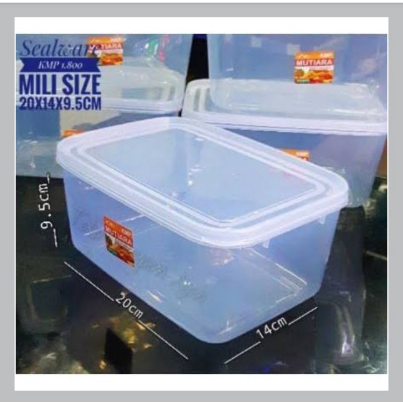 Jual Toples Wadah Food Box Transparan Persegi Panjang Kmp Mutiara 1800