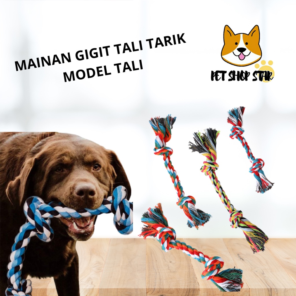 Jual MAINAN ANJING GIGIT KUNYAH TALI SIMPUL BAHAN KATUN KUAT PEMBERSIH ...