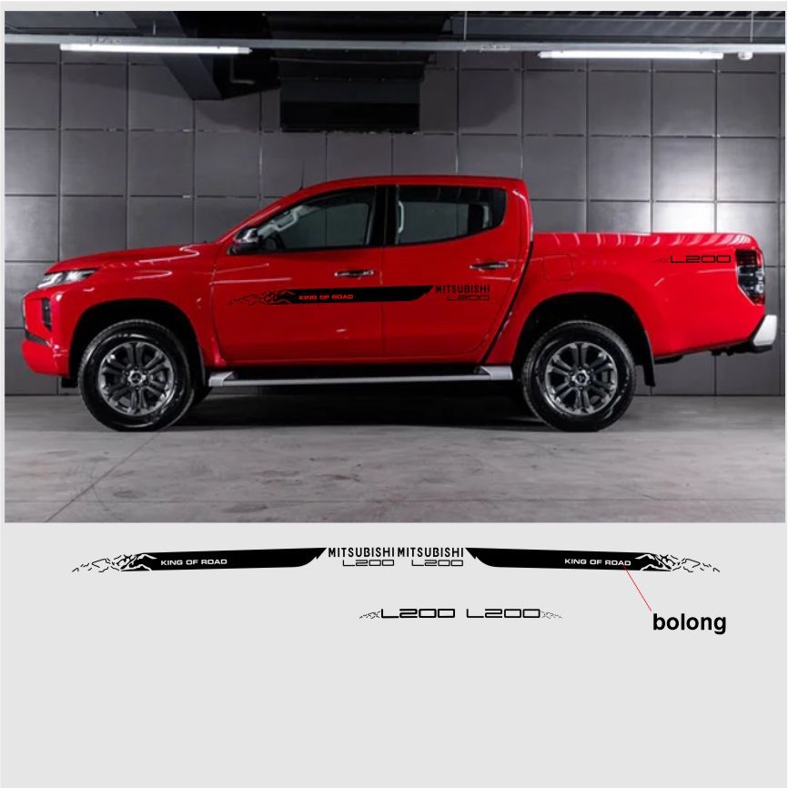 Jual Sticker Decal Strips Dcab Triton L200 Ford Ranger Hilux Matt Black ...