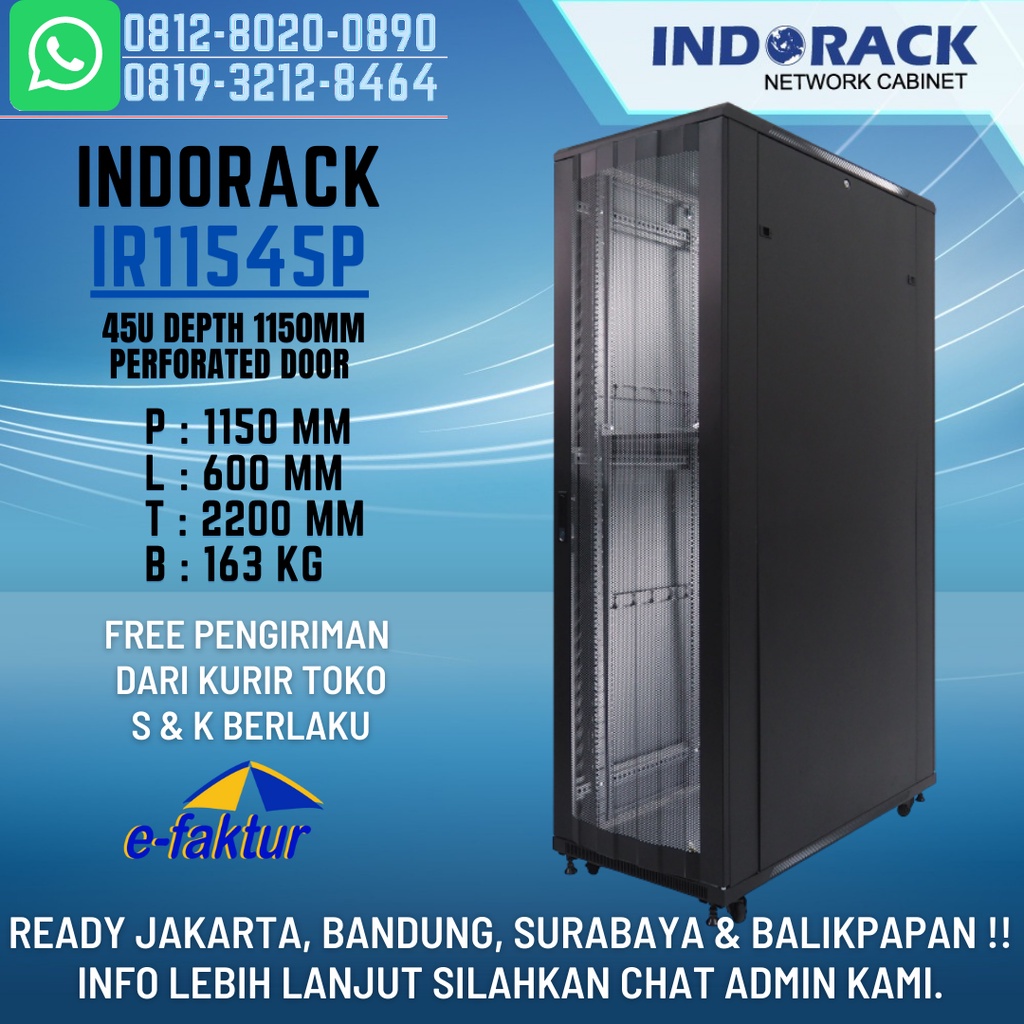 Jual CLOSE RACK 45U DEPTH 1150MM PERFORATED DOOR / INDORACK | Shopee ...