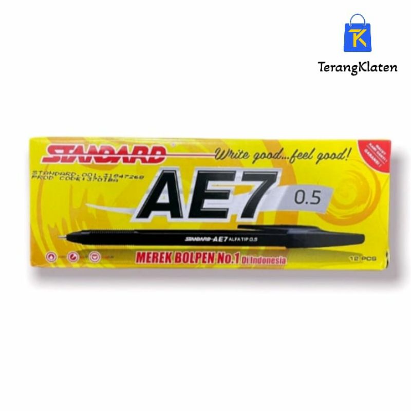 Jual PULPEN STANDARD AE7 HITAM 1 Pack ISI 12 PCS-Bolpen standard | Shopee Indonesia