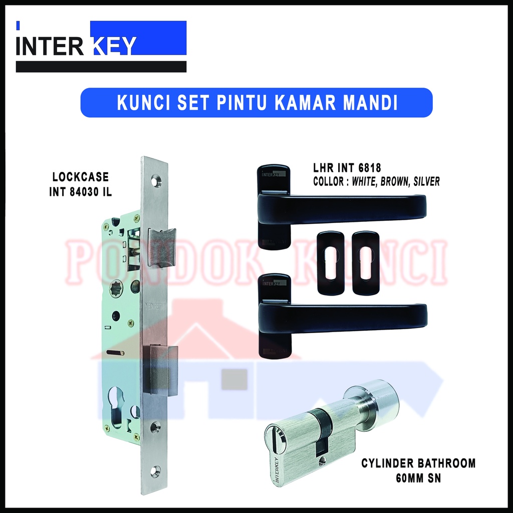 Jual Set Handle Kunci Pintu Kamar Mandi Aluminium INTERKEY Cylinder BK Original | Shopee Indonesia