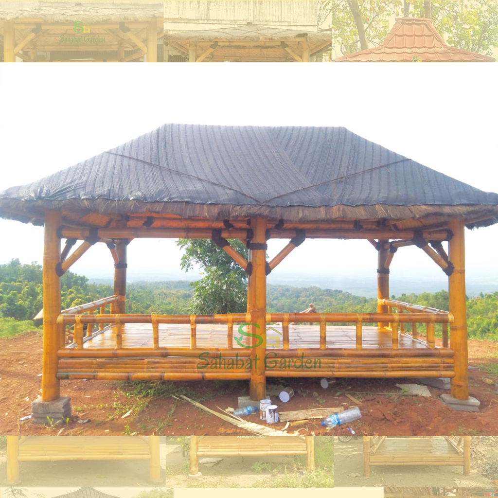 Jual Gazebo Bambu 2x4 m Atap Limas | Shopee Indonesia