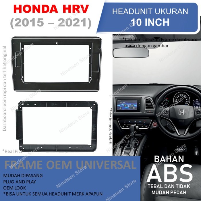 Jual Frame Headunit Android 10 inch Untuk Mobil Honda HRV Flat No Gap ...