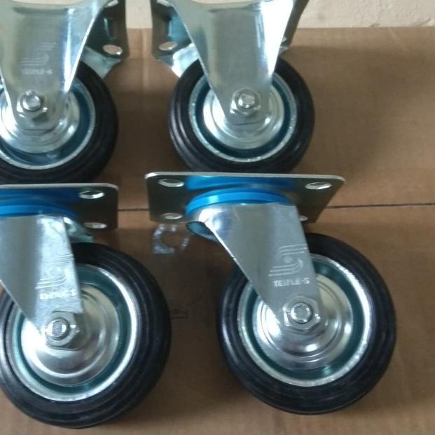 Jual Roda Troli Roda trolley Roda Karet 3" inch/inci 1 set (4 buah ...